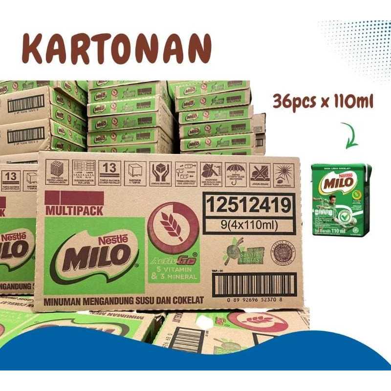 Jual susu milo UHt 110ml/ MILO ACTIV-GO karton /susu milo UHT 110ml x 36 pcs dus | Shopee Indonesia