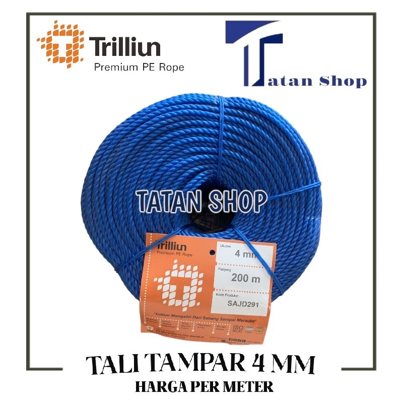Jual TALI TAMPAR 4 MM / TALI TAMBANG 4MM - TRILLIUN (Harga per meter) | Shopee Indonesia