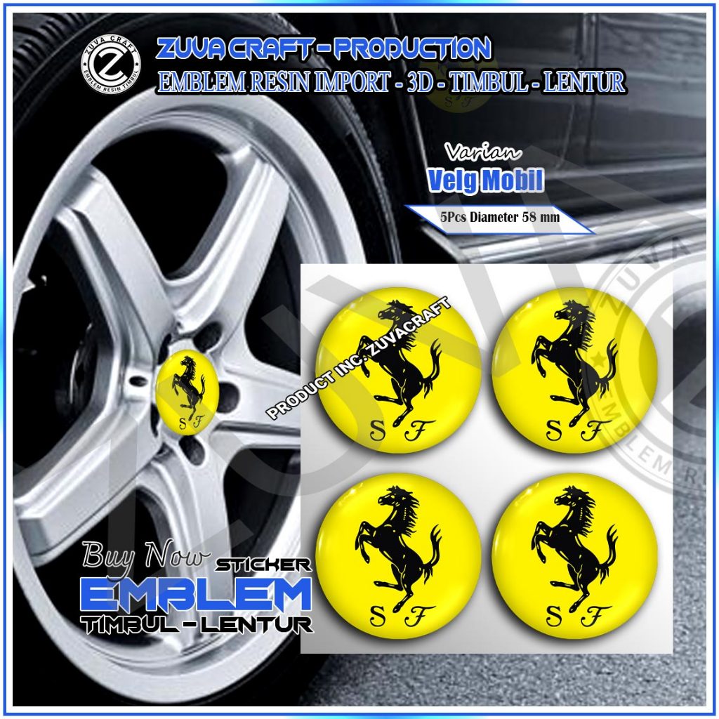 Jual STIKER VELG MOBIL TIMBUL LOGO FERRARI 3D LENTUR EMBLEM | Shopee ...