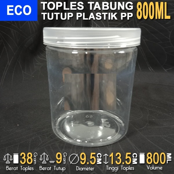 Jual Toples Plastik 800ml Tabung || Set Tutup ulir Plastik / JAR TABUNG 800 ML | Shopee Indonesia