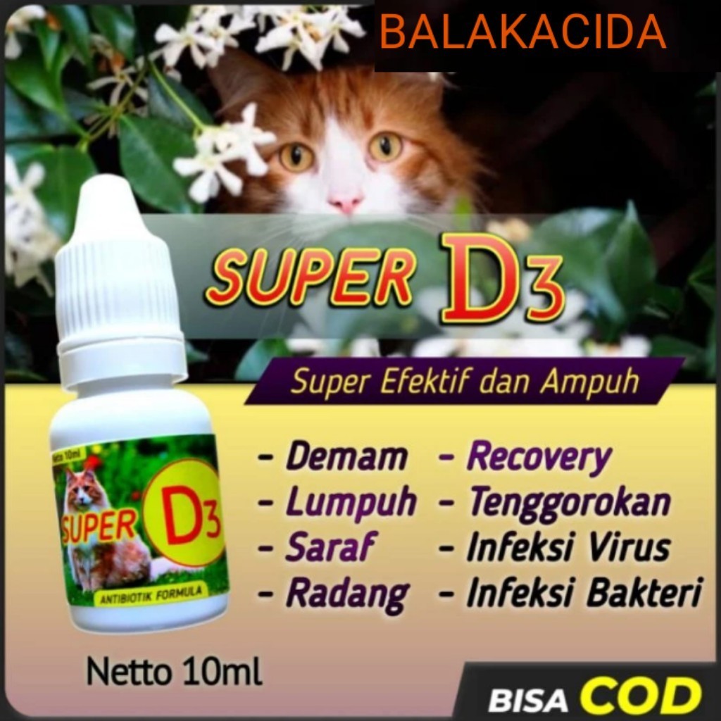 Jual Obat Kucing Antibiotik Super D3 Antibiotik Penurun panas, Infeksi ...