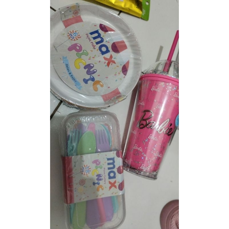 Jual Tumbler miniso x Barbie, piring dan sendok Picnic MAX | Shopee ...
