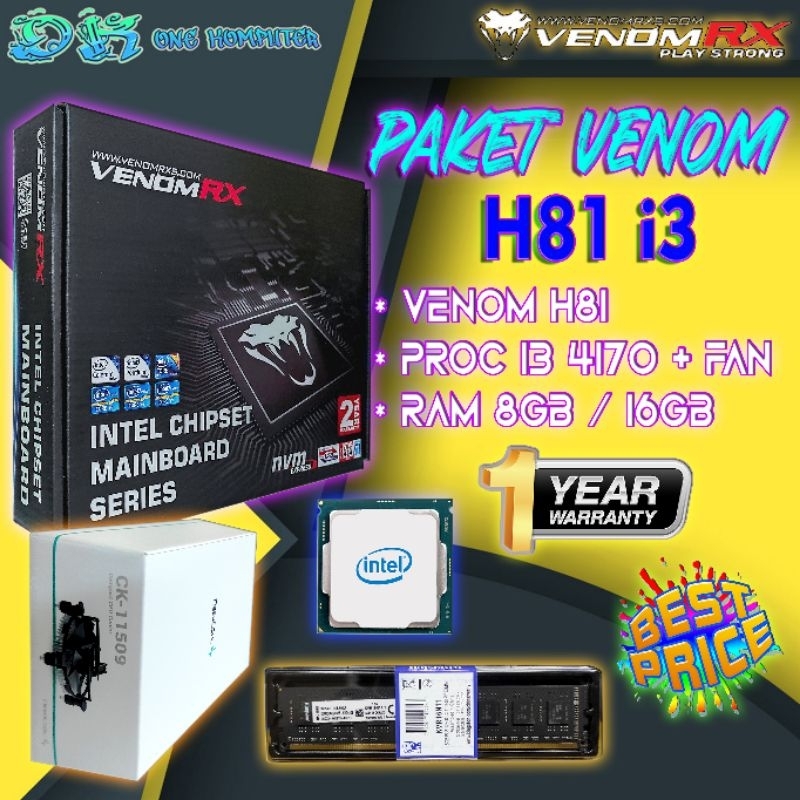 Jual Paket Murah Mobo H81 VenomRx + Proc Core i3 4170 + Ram 8Gb / 16Gb | Shopee Indonesia