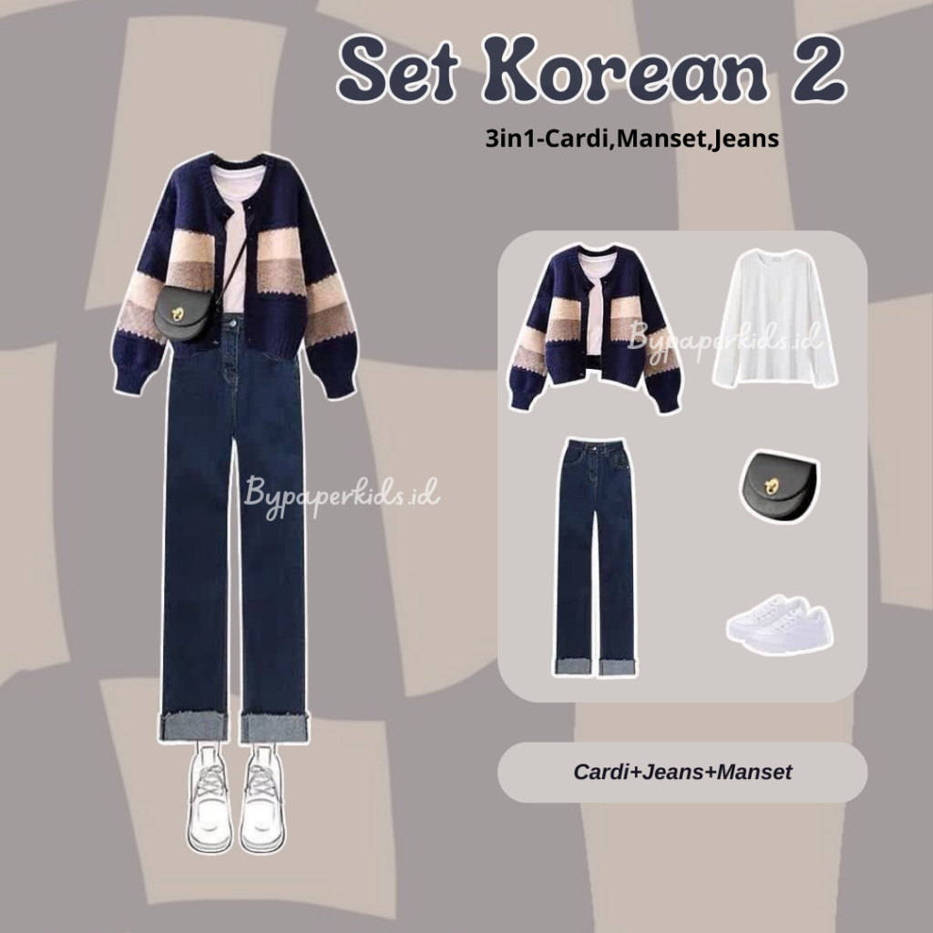 Jual 3in1 One Set Korean Style, Outfit Korea, Outfit Wanita, Ullzang // Outfit Cewek Bumi ...