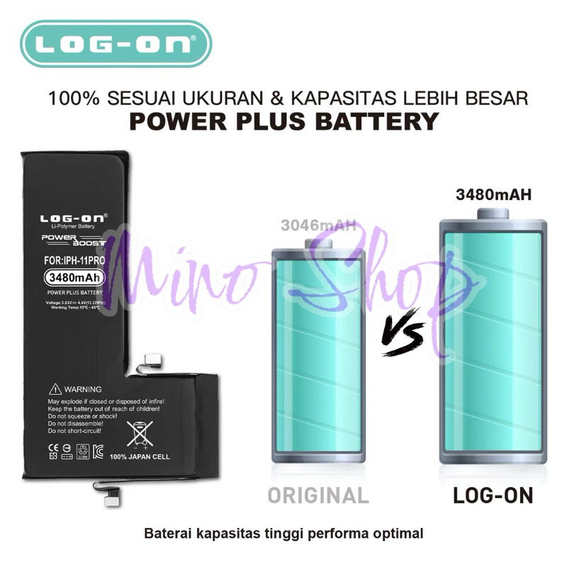 Jual BATERAI LOG ON IP 11 PRO POWER BOOST DOUBLE POWER BATRE BATTERY ...