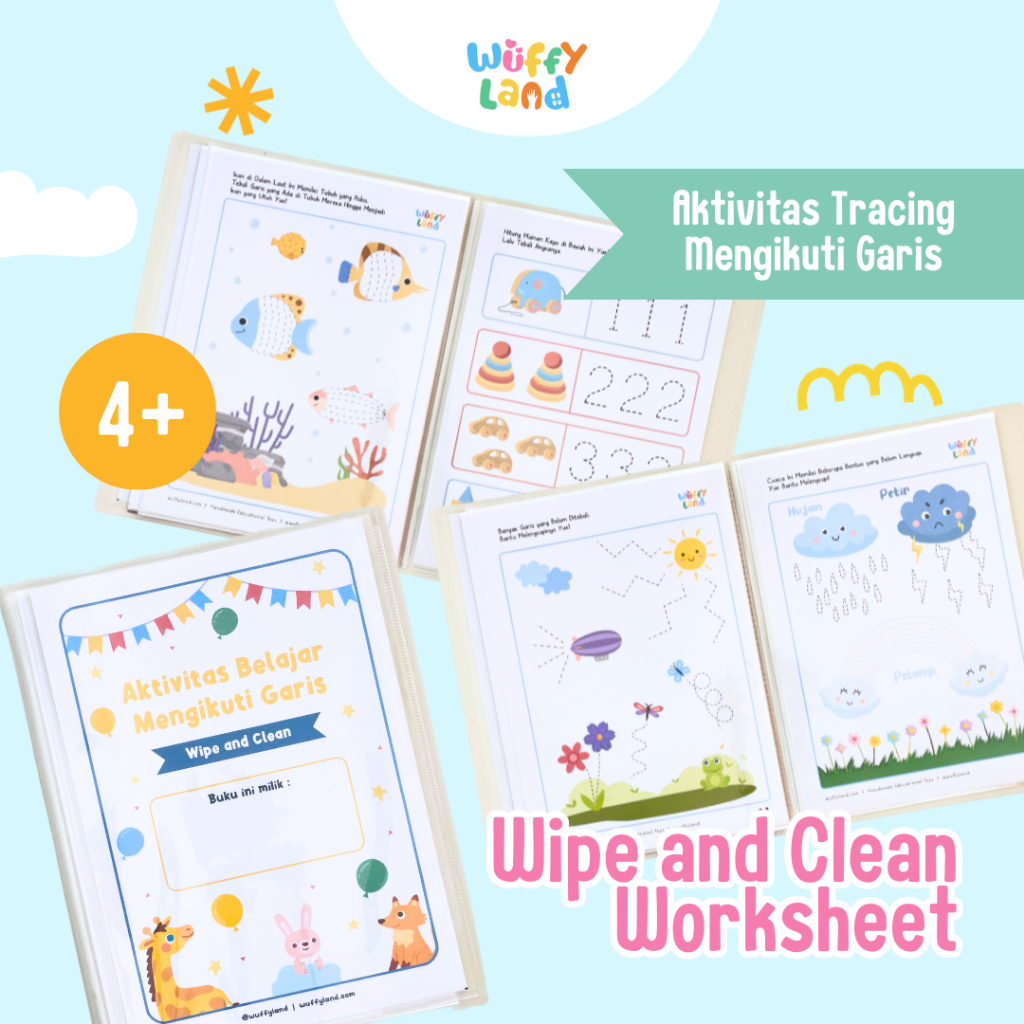 Jual Wipe and Clean Worksheet Tracing Garis Free Spidol Wipe and Clean ...