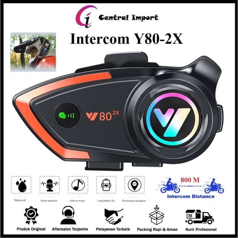 Jual Intercom Y80 2X Bluetooth Radio Interkom Helm 2 Rider Helmet - Y80 ...