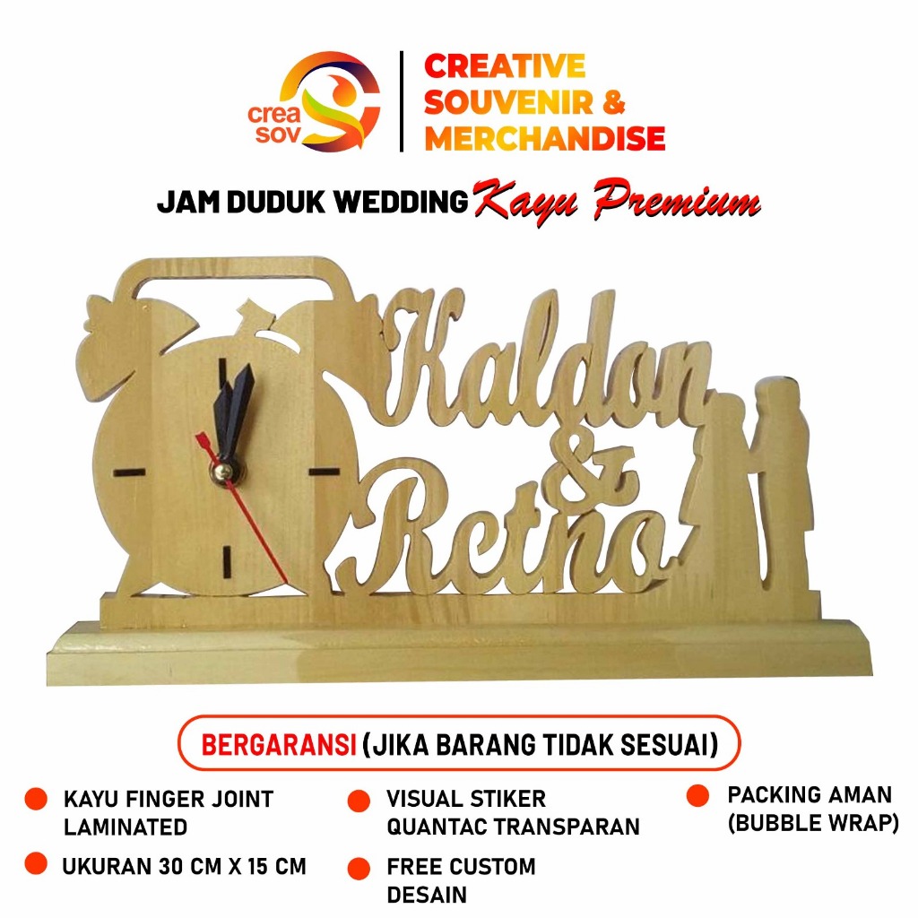 Jual Creasov Jam Duduk Kayu Wedding Jam Kayu Ukir Kado Wedding Kado ...