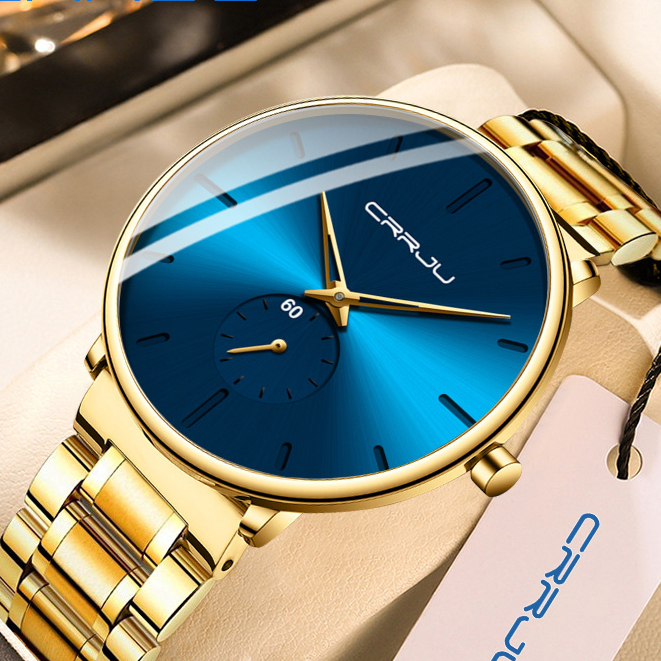 Jual Jam Tangan Pria Premium Sangat tipis CRRJU 100% Original korea ...