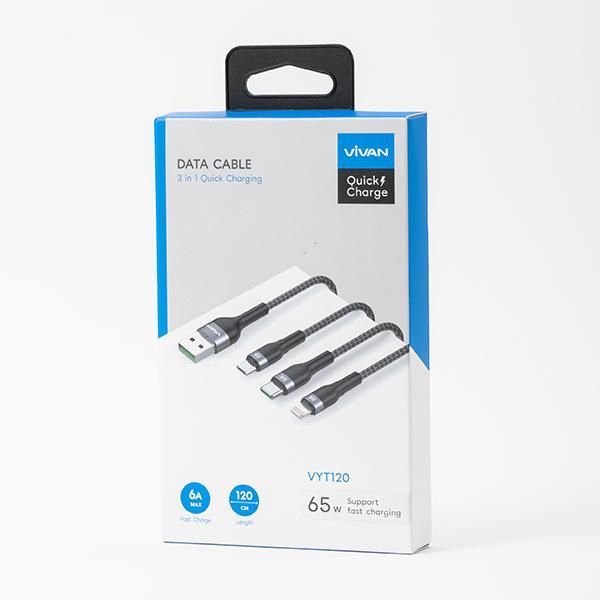 Jual KABEL DATA VIVAN YT120 3IN1 (Micro/Type-c/Lightning) Fast charging (PJ) | Shopee Indonesia