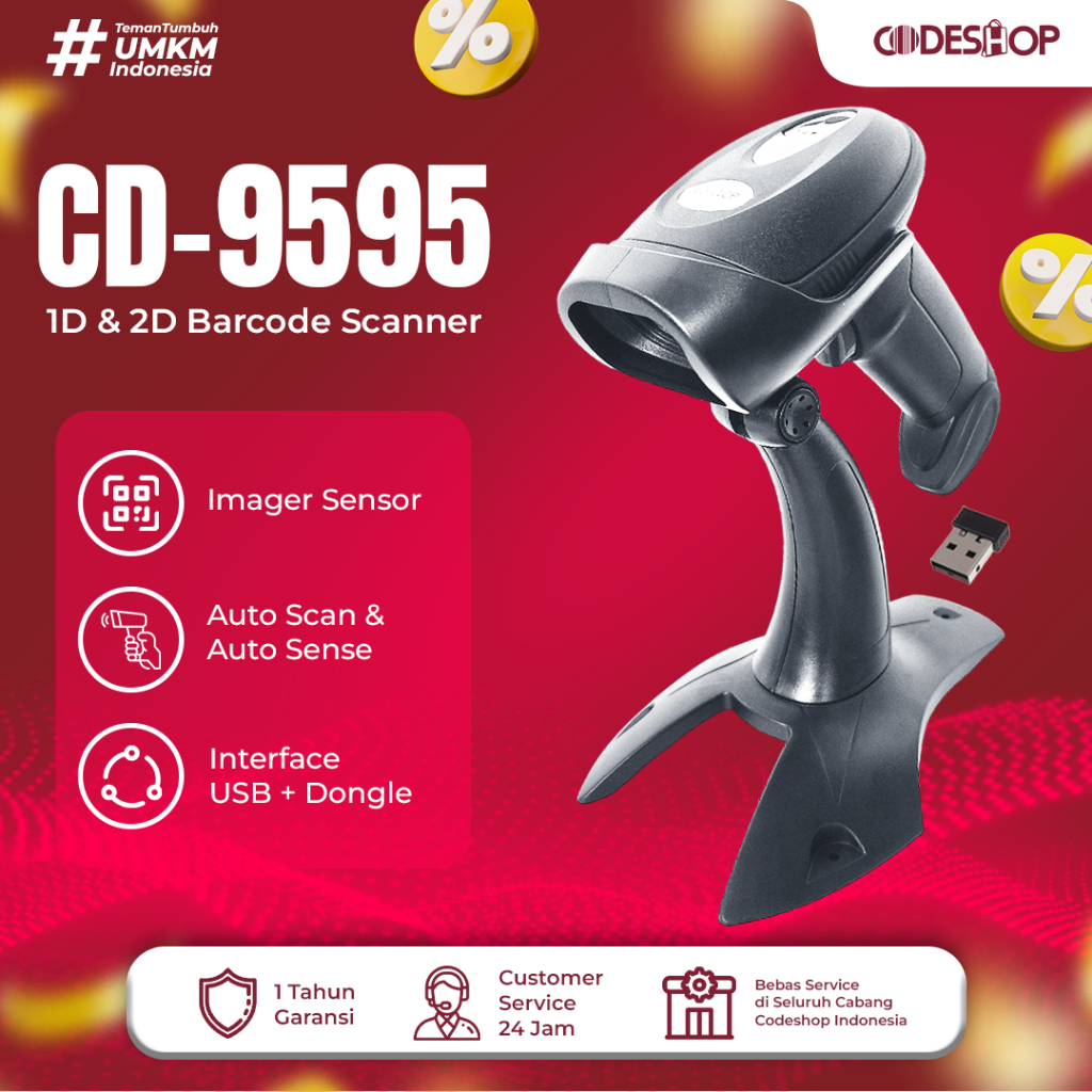 Jual Codeshop CD-9595 Scanner Barcode 2 Dimensi Plug and Play | Shopee ...