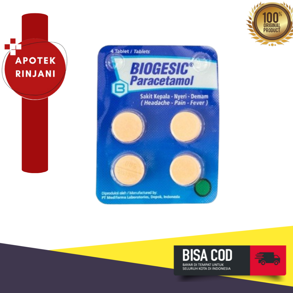 Jual BIOGESIC PARACETAMOL PENURUN DEMAM (4 TABLET) | Shopee Indonesia