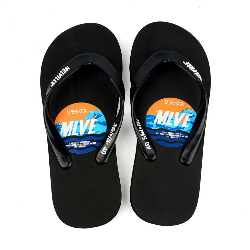 Jual MLVE. Sandal Spon Melville Maldev Disto Black | Sendal Jepit ...