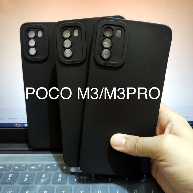 Jual SOFTCASE FULL BLACK POCO M3/POCO M3 PRO CASE MACARON PRO CAMERA ...