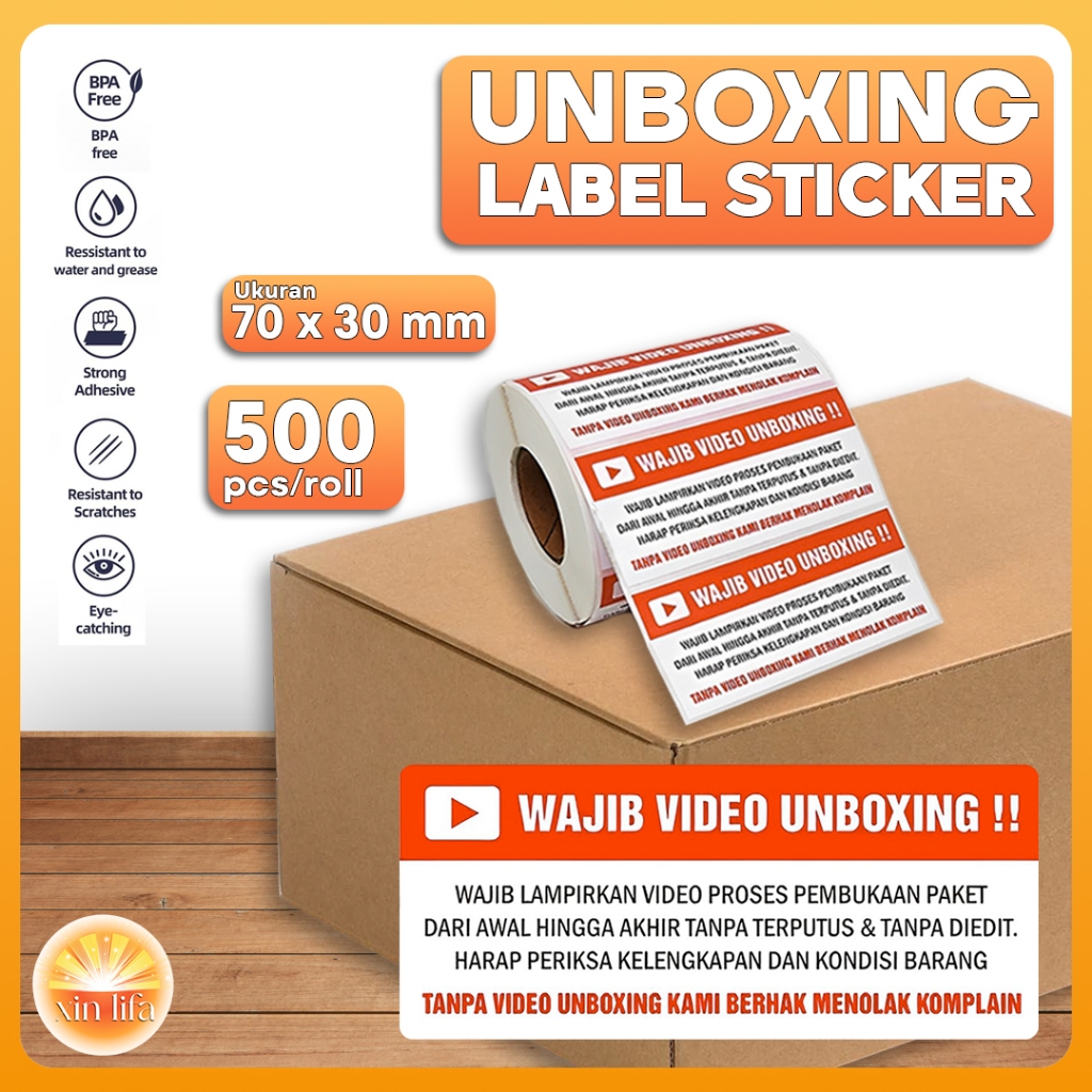 Jual Label Sticker FRAGILE Wajib Video Unboxing Stiker Perhatian Online ...