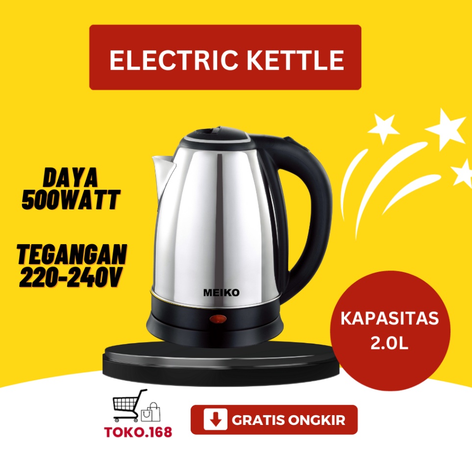 Jual jc MEIKO Electric Kettle Stainless Steel Pemanas Air Listrik Teko ...
