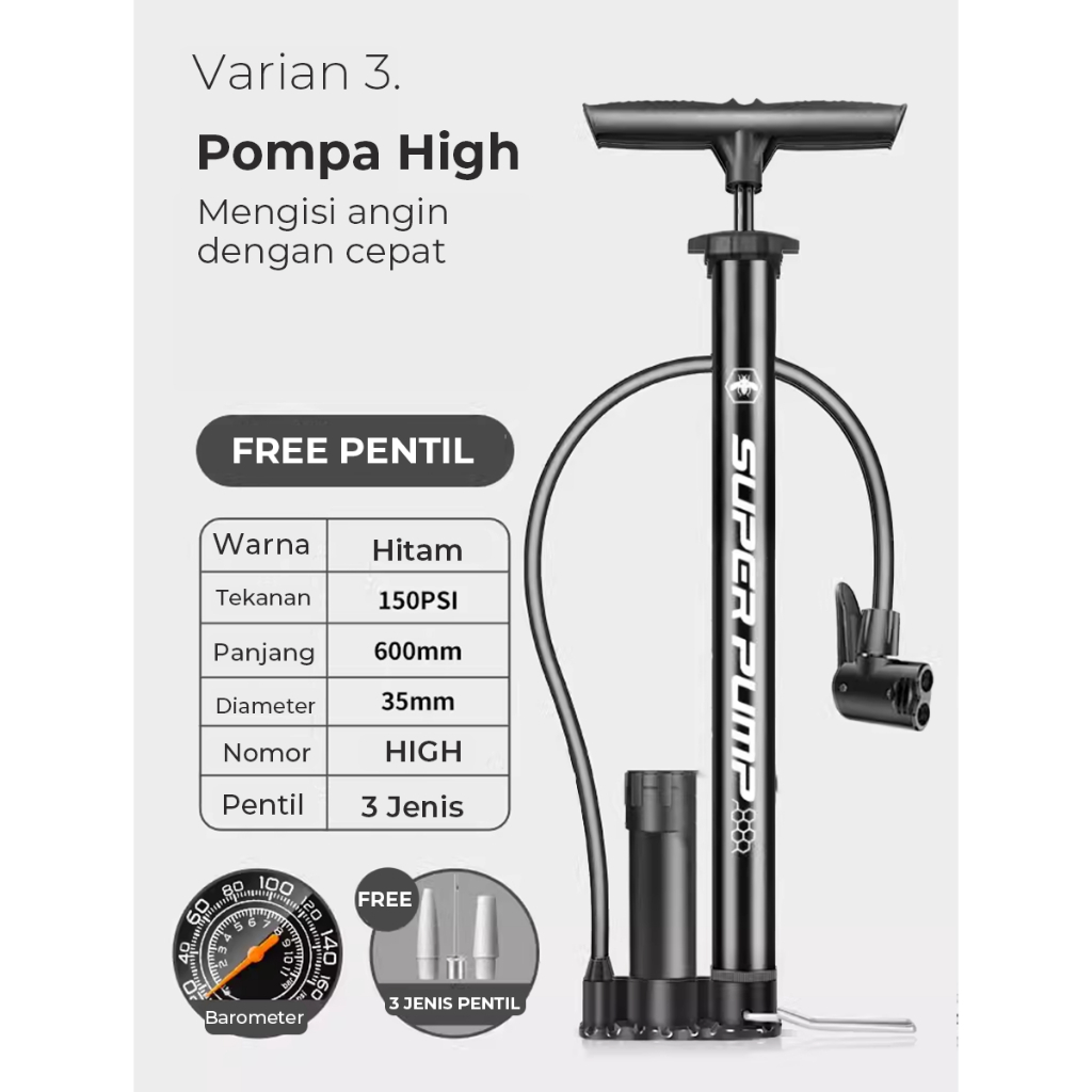 Jual Pompa Sepeda Portable Mini Pump Bicycle/Sepeda Motor/Mobil/Pompa ...