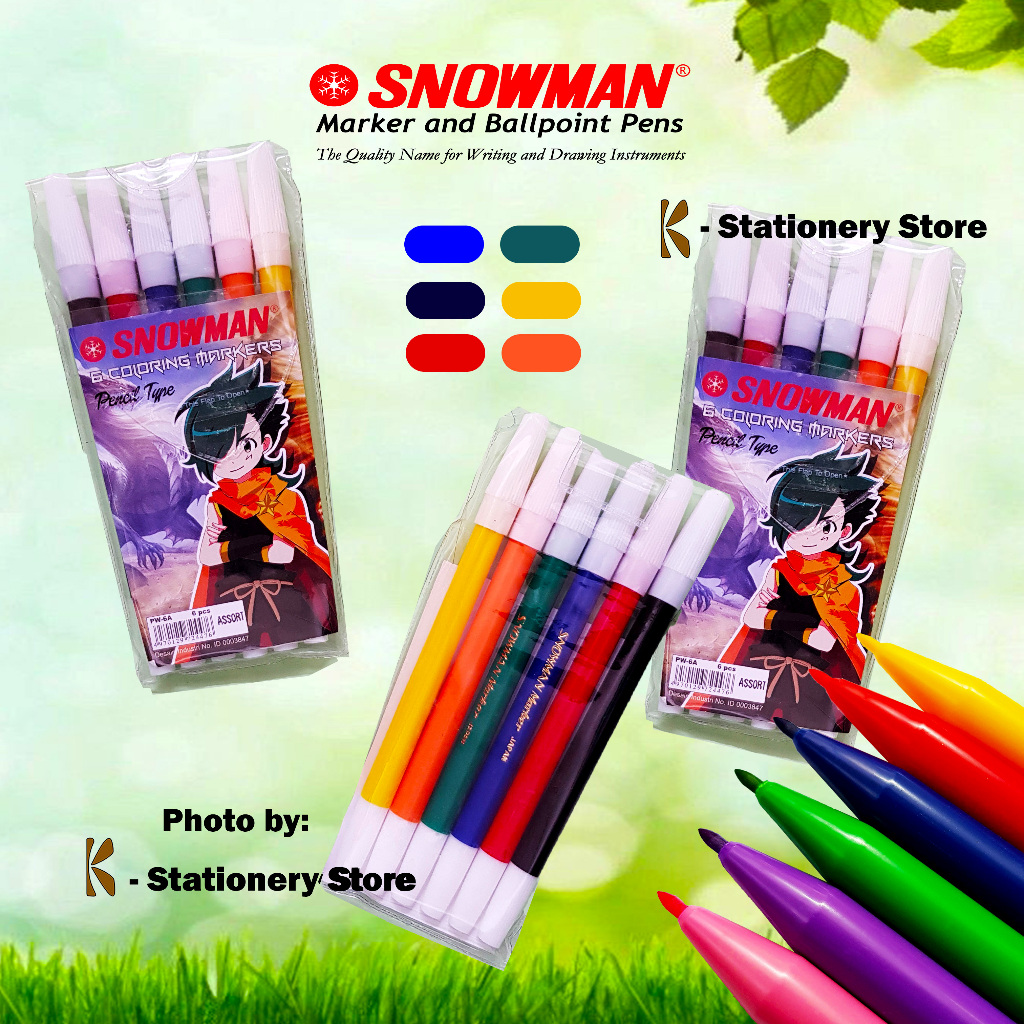 Jual Original Spidol Kecil Snowman Set – 6 Colours – Pencil Marker – Sign Pen – Spidol Snowman 6 ...