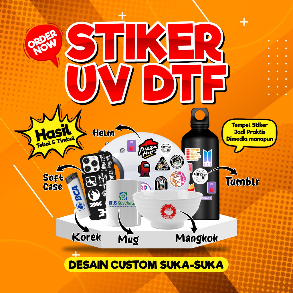 Jual JASA Cetak Stiker DTF UV Sticker Meteran UV Decal Kering Permeter | Shopee Indonesia