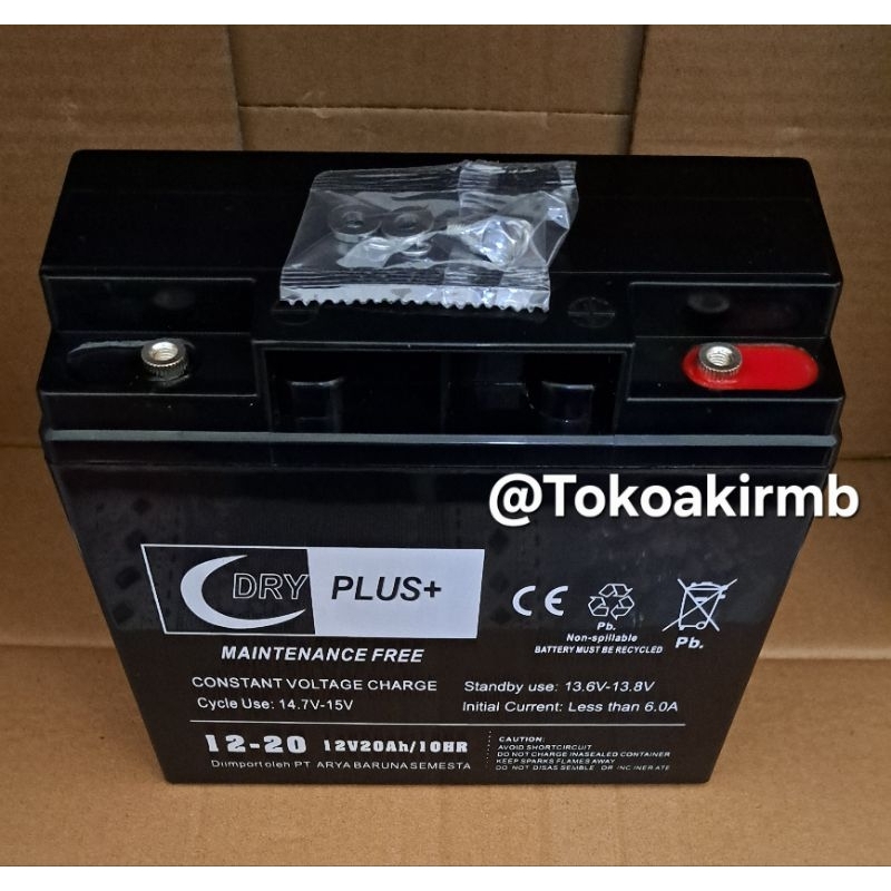 Jual Aki(12volt/20Amper),Aki gengset,(Aki kering),DRY PLUS,Berat 5kg ...