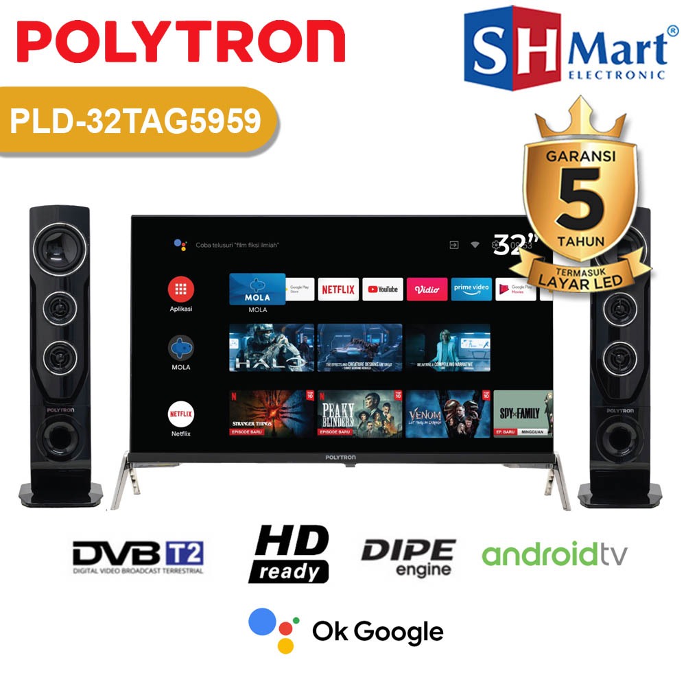 Jual TV POLYTRON 32 INCH SMART ANDROID PLD-32TAG5959 / 9855 INSTAN GARANSI RESMI (MEDAN ...