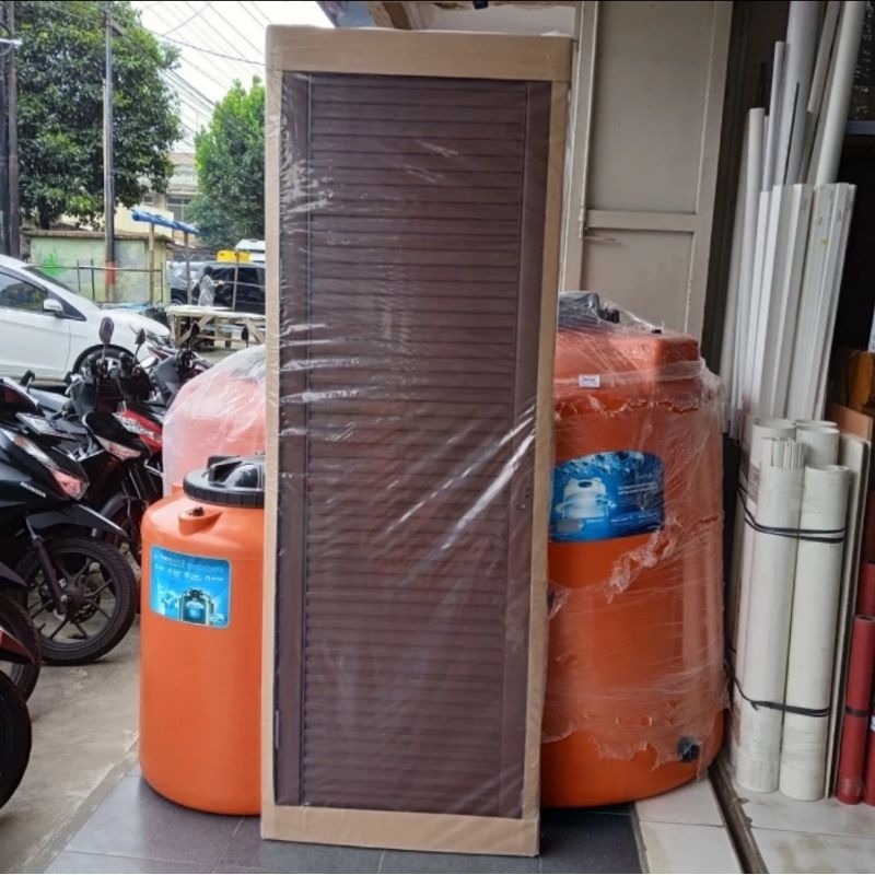 Jual Pintu Kamar Mandi Kanan Galvalum Coklat Wadja 8 x 70 x 200 cm | Shopee Indonesia