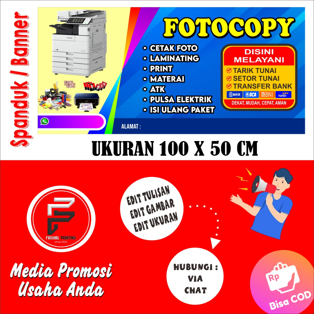 Jual Spanduk Fotocopy / Banner Photocopy / Spanduk Photocopy / Banner Ukuran 100 x 50 cm ...