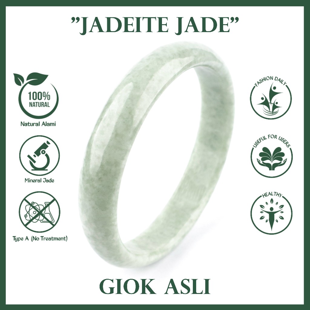 Jual Gelang Batu Giok Hijau Asli Natural Jadeite Jade Type A Bangle ...