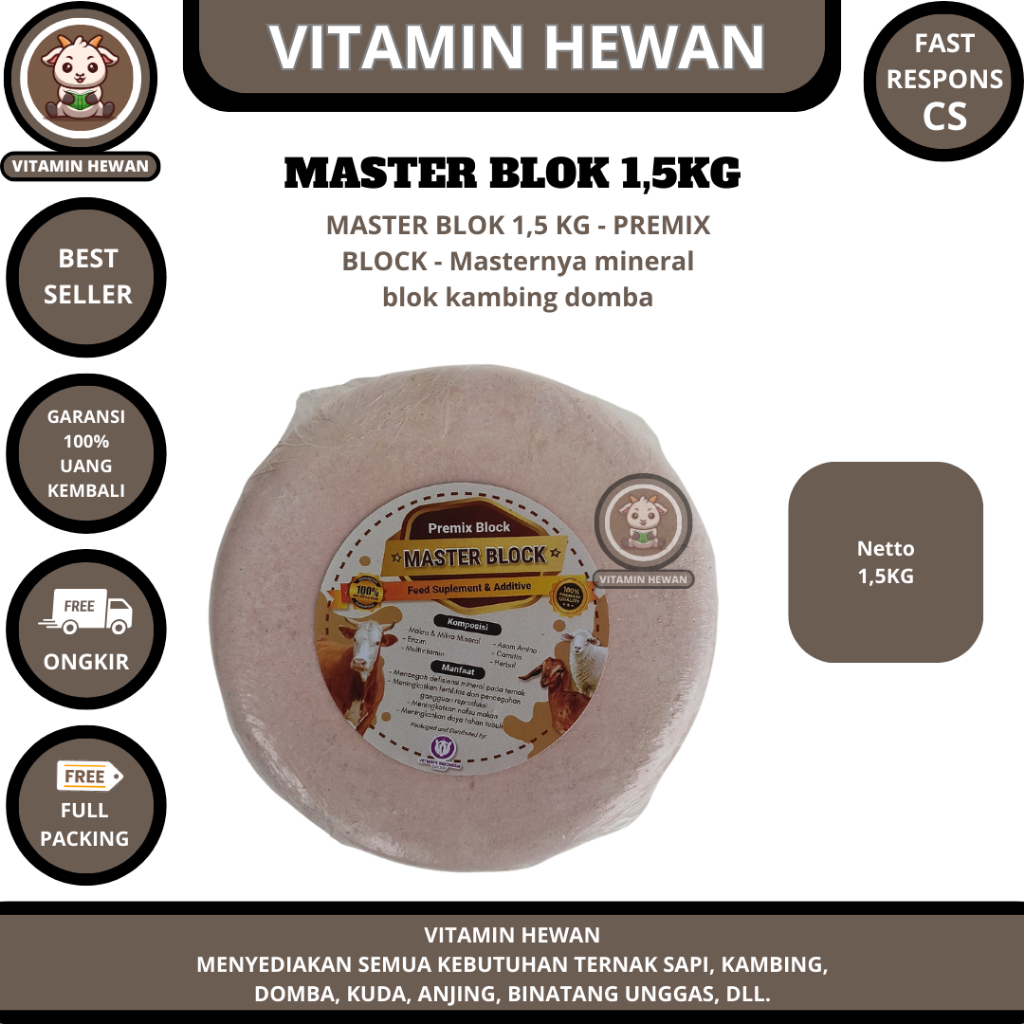 Jual MASTER BLOK 1,5 KG - PREMIX BLOCK - Masternya mineral blok kambing ...