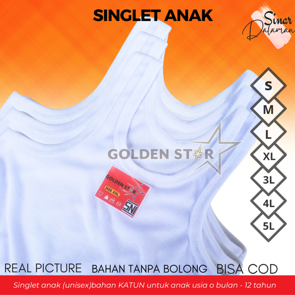 Jual 6 PCS Singlet Anak Warna Putih Usia 0-12 Tahun Tanpa Bolong Bolong Kaos Dalam Kutang Anak ...