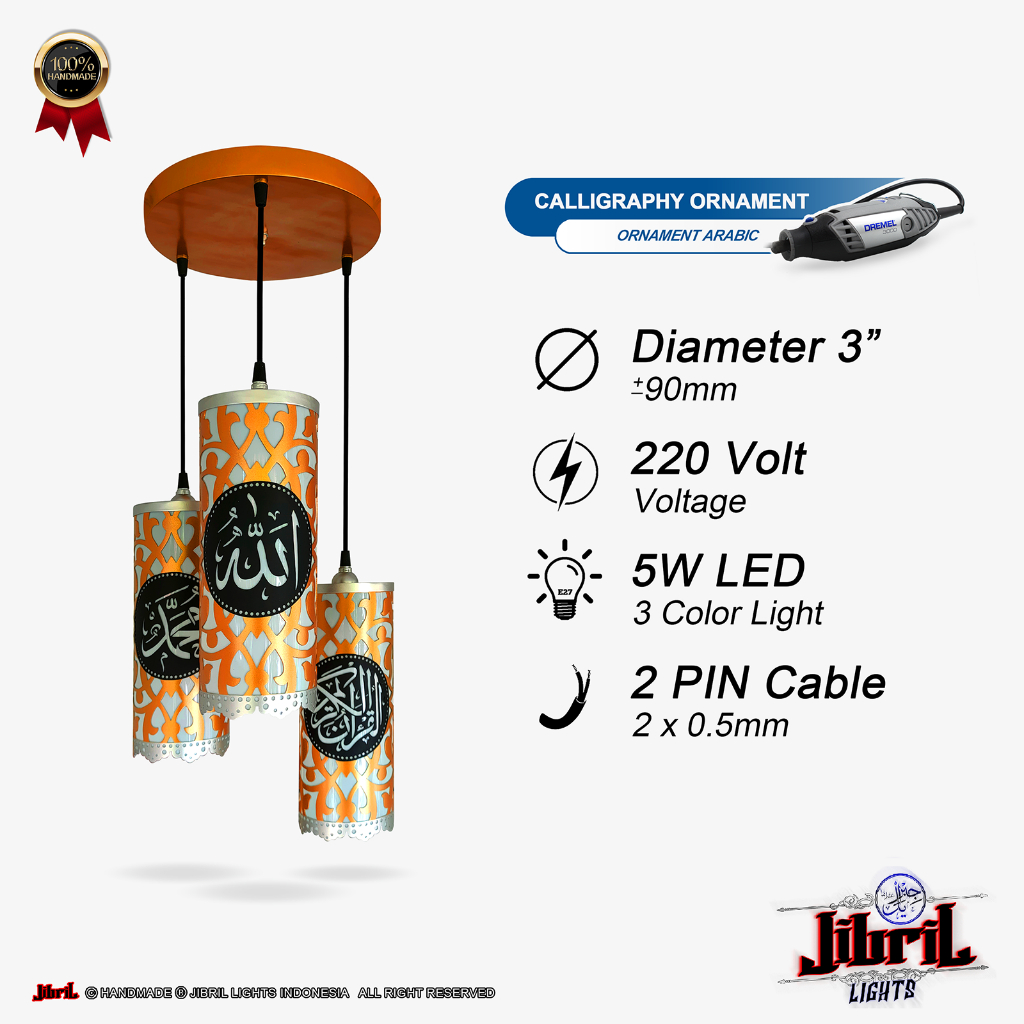 Jual Jibril Lights Lampu Hias Gantung Kaligrafi Arabic Ornament - 3 ...