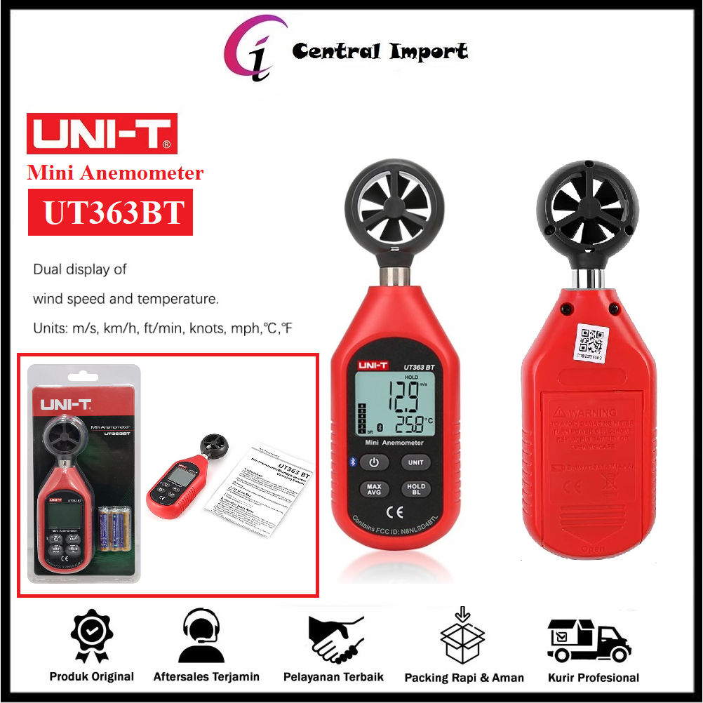 Jual UNI-T UT363BT Mini Handheld Anemometer With Bluetooth KingzSH ...