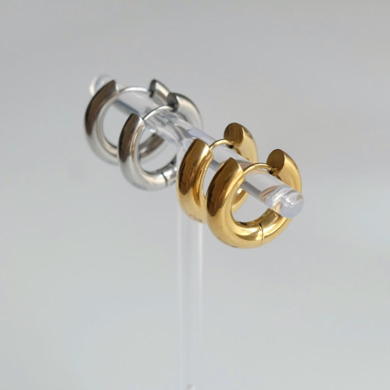 Jual Ark.co - CIRQUE Hoops Earrings TITANIUM | anting anti karat steel ...