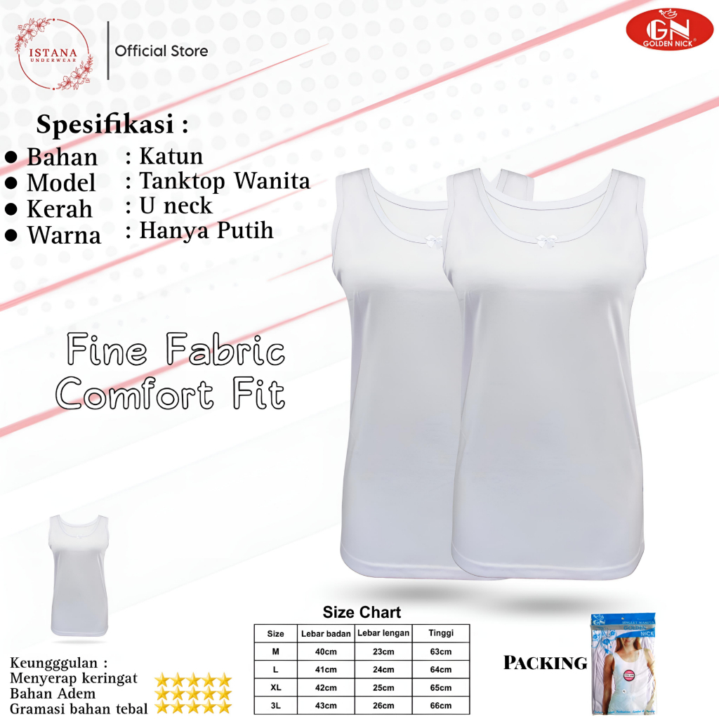 Jual Singlet Tanktop Wanita Remaja Dewasa Putih Lembut / Singlet cewek golden nick putih polos ...