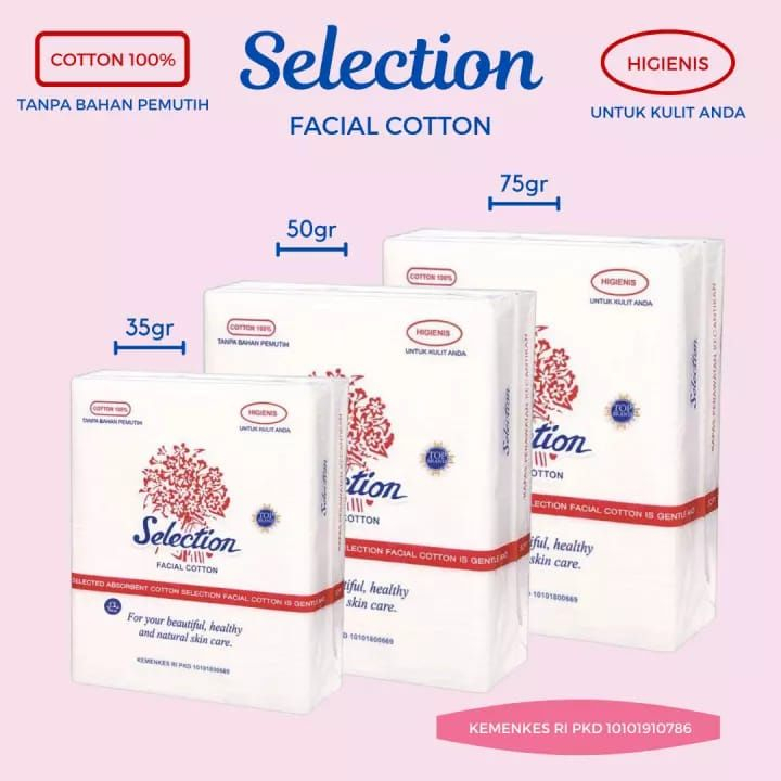 Jual KAPAS SELECTION FACIAL COTTON 35 50 75 gr TANPA PEMUTIH KAPAS ...