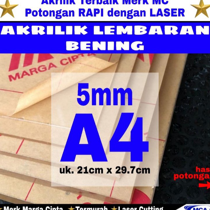 Jual Harga Istimewa AKRILIK lembaran 5mm uk A4 Akrilik bening Marga ...