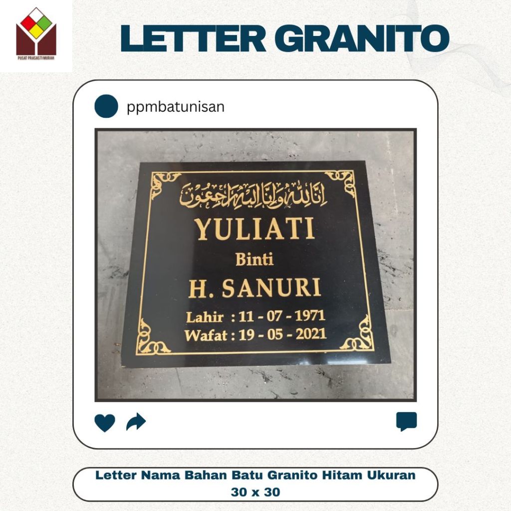 Jual Letter Nama/Nama Kijing/ Nama Makam Granit Tile 30 x 30 | Shopee ...