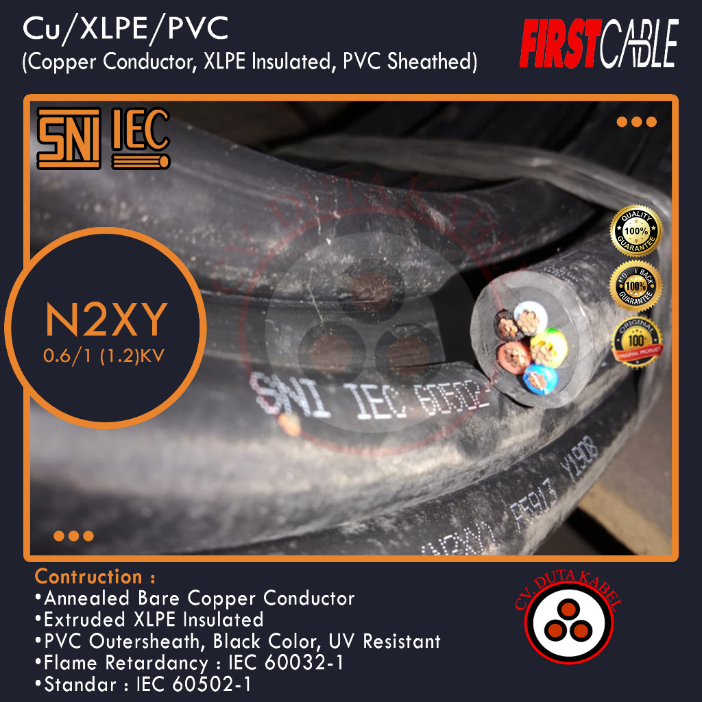 Jual Kabel N2XY 5x1,5 mm2 (Cu/XLPE/PVC) FIRST CABLE /5x1,5 mm/5 x 1,5 ...