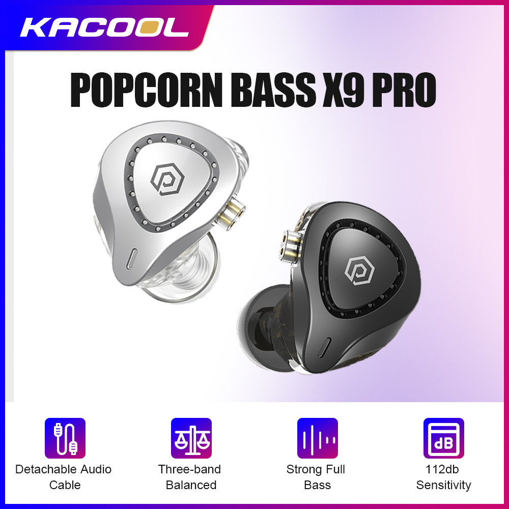 Jual Popcorn BASS X9 Pro Earphone Dual Magnetic Dynamic Unit Ear ...