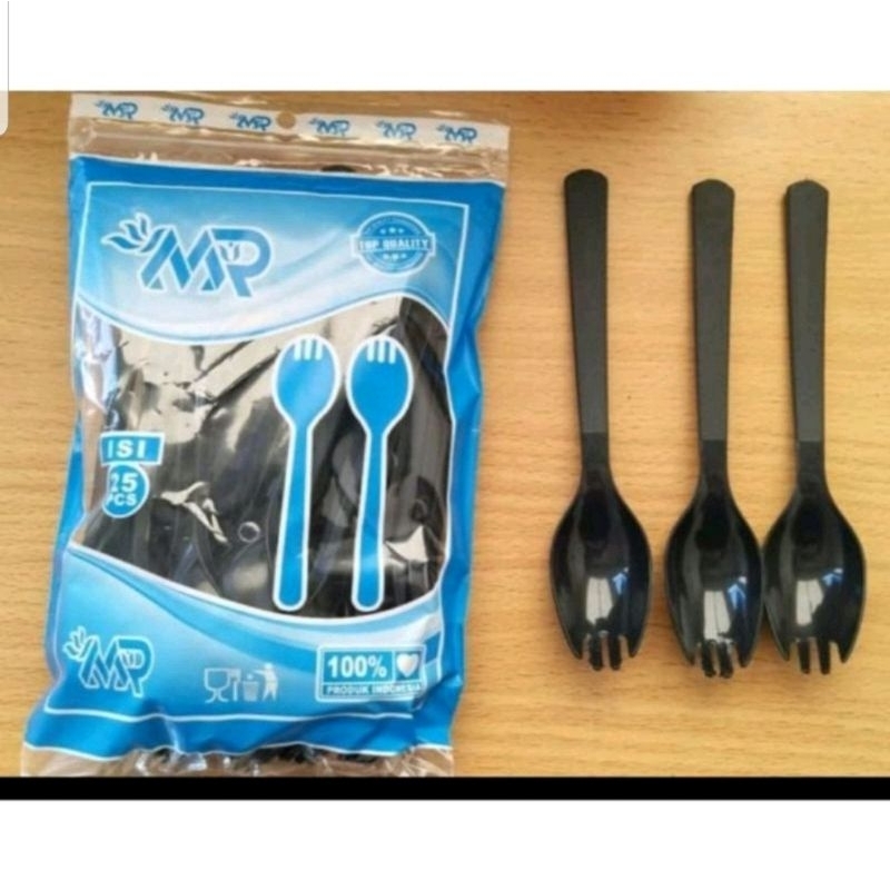 Jual Sendok Plastik 2 in 1 / Sendok Garpu Plastik 2 in 1 ( 1 Pack isi ...