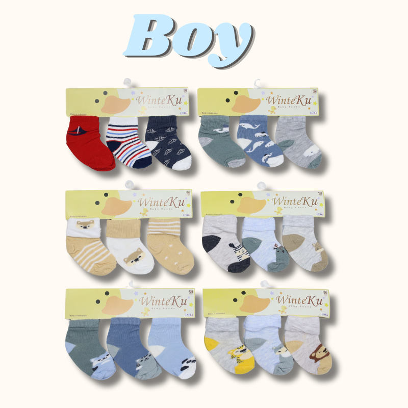 Jual (ISI 3 PASANG) Kaos Kaki Bayi Winteku - SNI / 0-12 Bulan Bahan Halus Baby Socks Baby Kaus ...