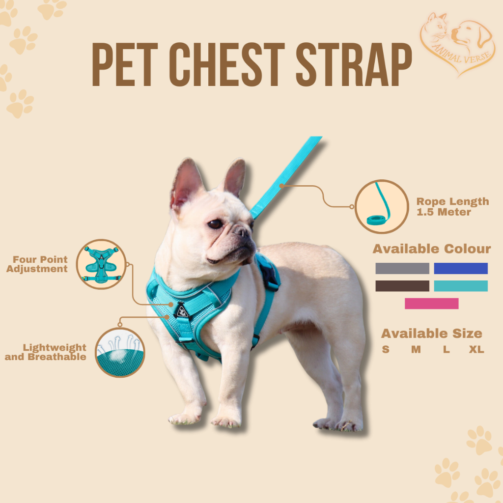 Jual Tali Anjing Harness Kucing Vest Tali Tuntun Pet Dog Cat Leash ...