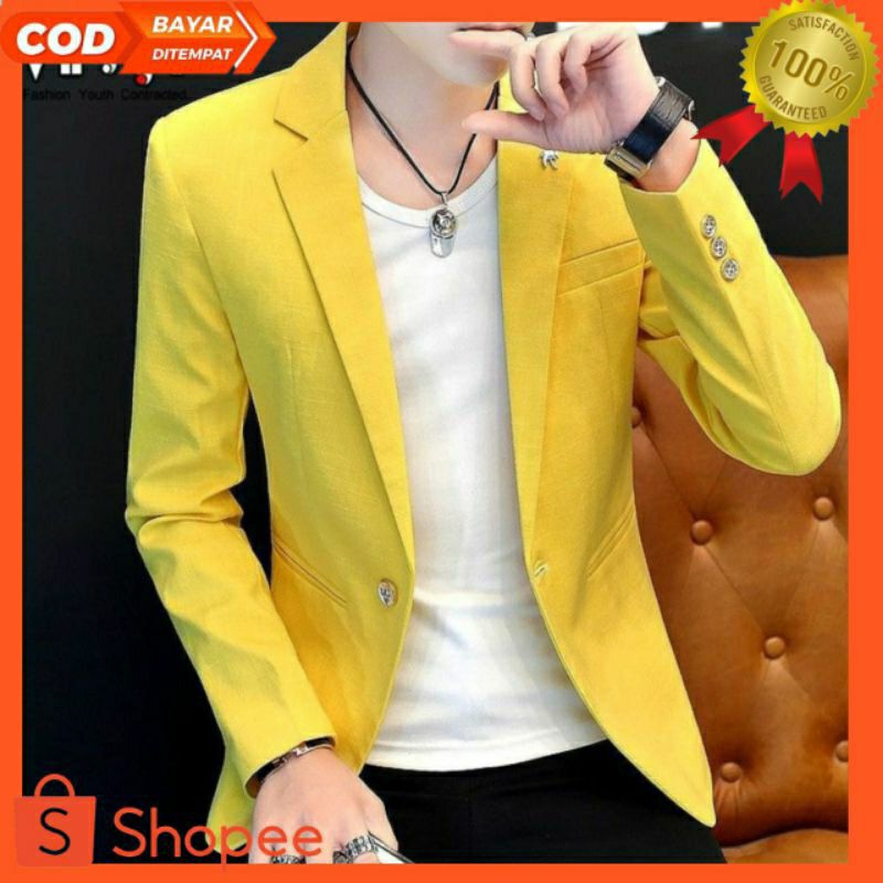 Jual JAS WISUDA / JAS NIKAH / JAS FORMAL / JAS SLIMFIT WARNA KUNING | Shopee Indonesia