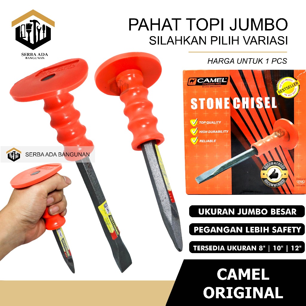Jual Camel Pahat Batu Beton Bulat Pipih Lancip 8 10 12 inch Pahat Topi ...