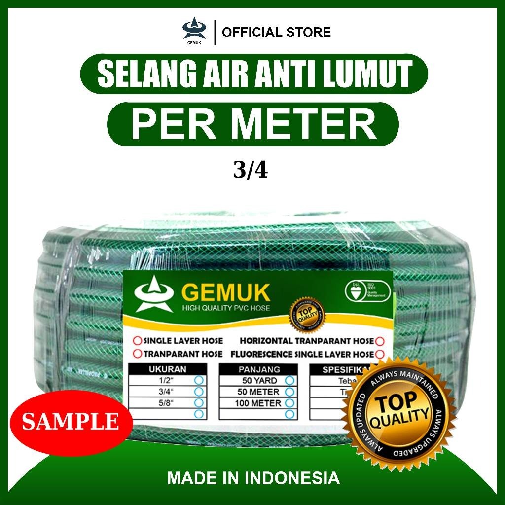 Jual GEMUK Sample Selang Air 3/4 Inch Permeter Selang Anti Lumut Hijau ...