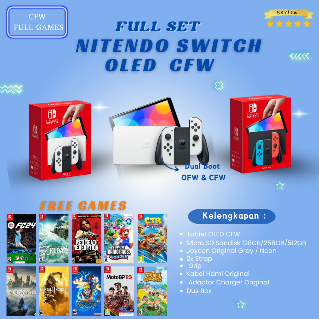 Jual Nintendo Switch Oled CFW Fullset Bebas Request Full Games | Shopee Indonesia