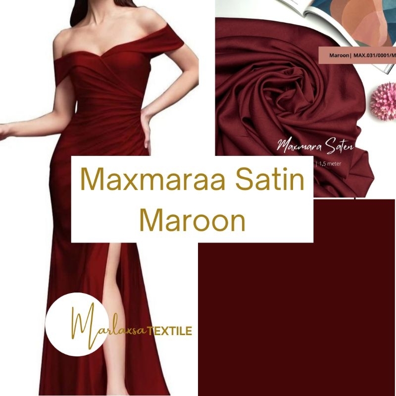 Jual KAIN PURE SILKY SATIN MXM | Merah Marun | Maroon | Shopee Indonesia
