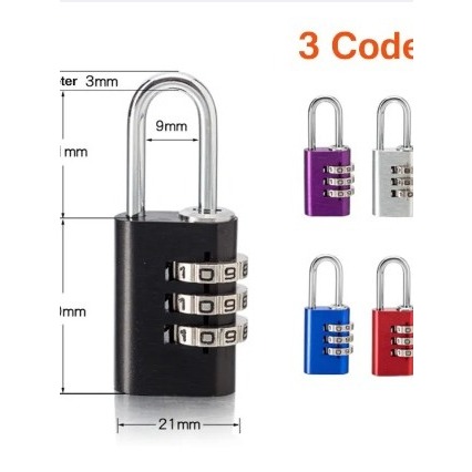 Jual Gembok 3 Digit Padlock Gembok Koper 3 Kode Gembok Koper Padlock 3 ...