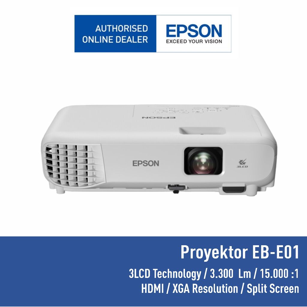 Jual PROYEKTOR EPSON EB-E01 EBE01 EB E01 XGA 3300 LUMENS ORIGINAL 3LCD ...