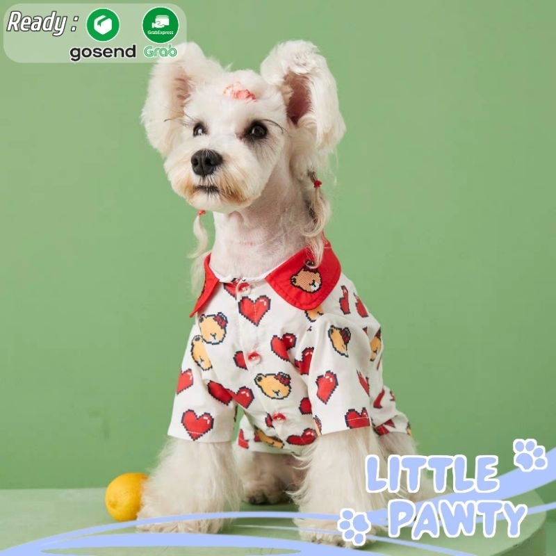 Jual Littlepawty - Teddy Heart Shirt | Baju Anjing Kucing Kemeja Baju Tidur Premium Sleepwear ...